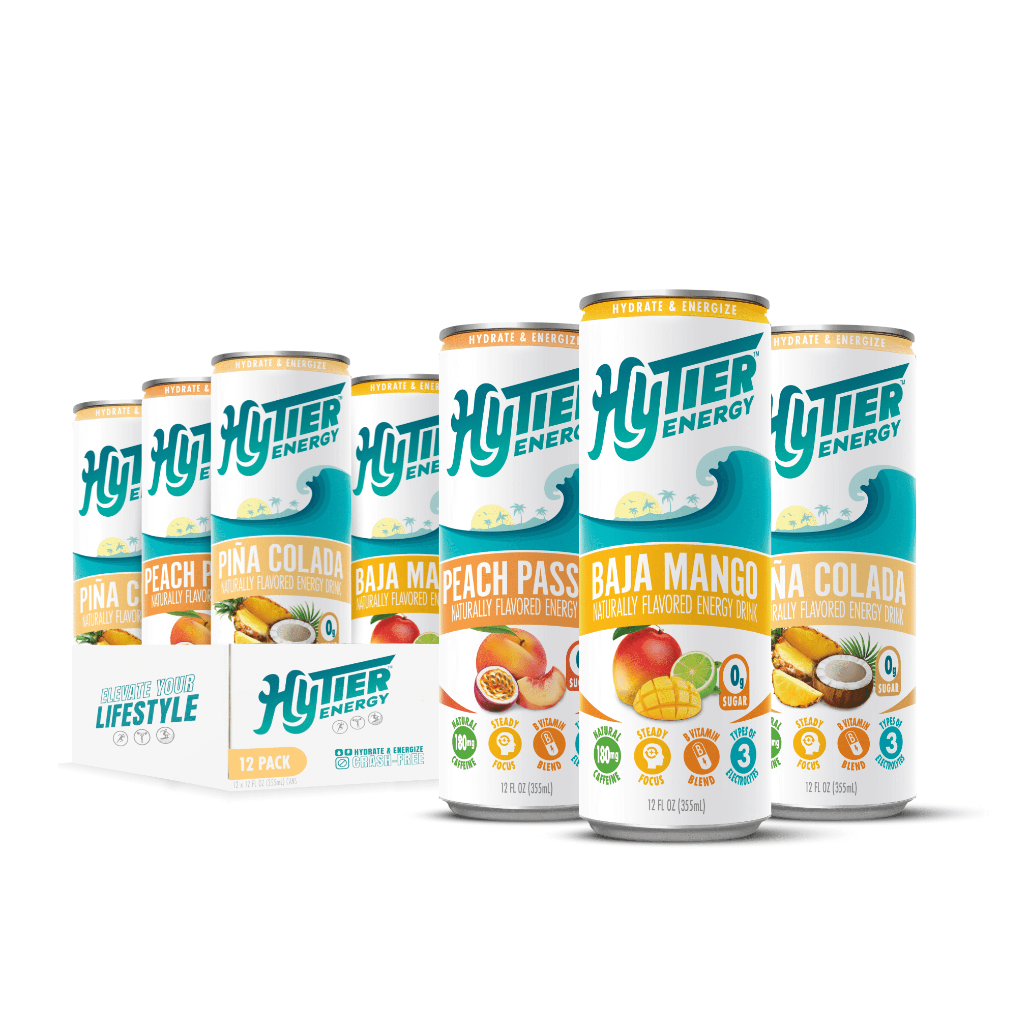 HYTIER Energy, Variety Pack, Hydrational Energy Drink, 0 Sugar, 12 fl ...
