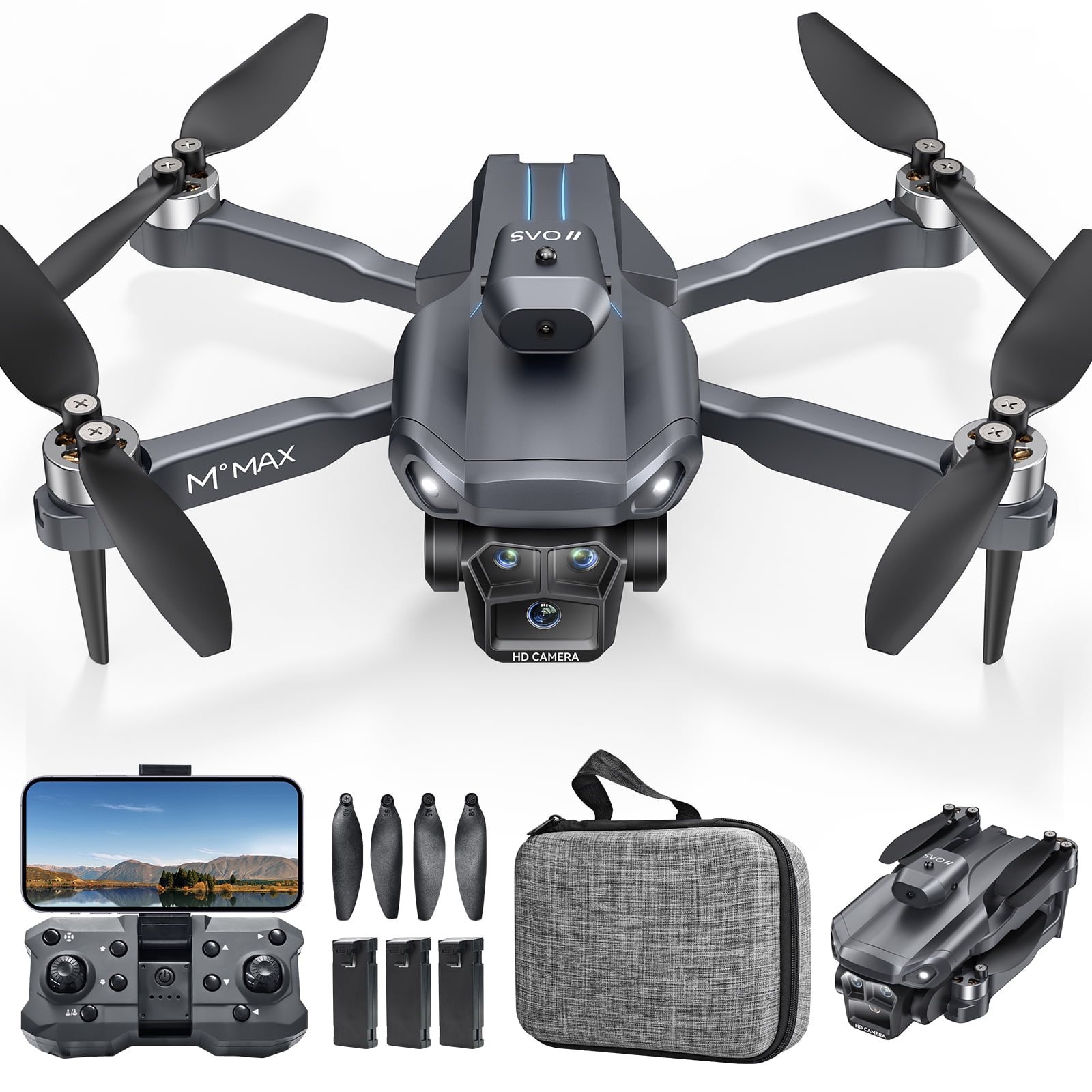 HYTOBP M° Drone, 4K Triple Cameras, FPV RC Quadcopter, Brushless Motor ...