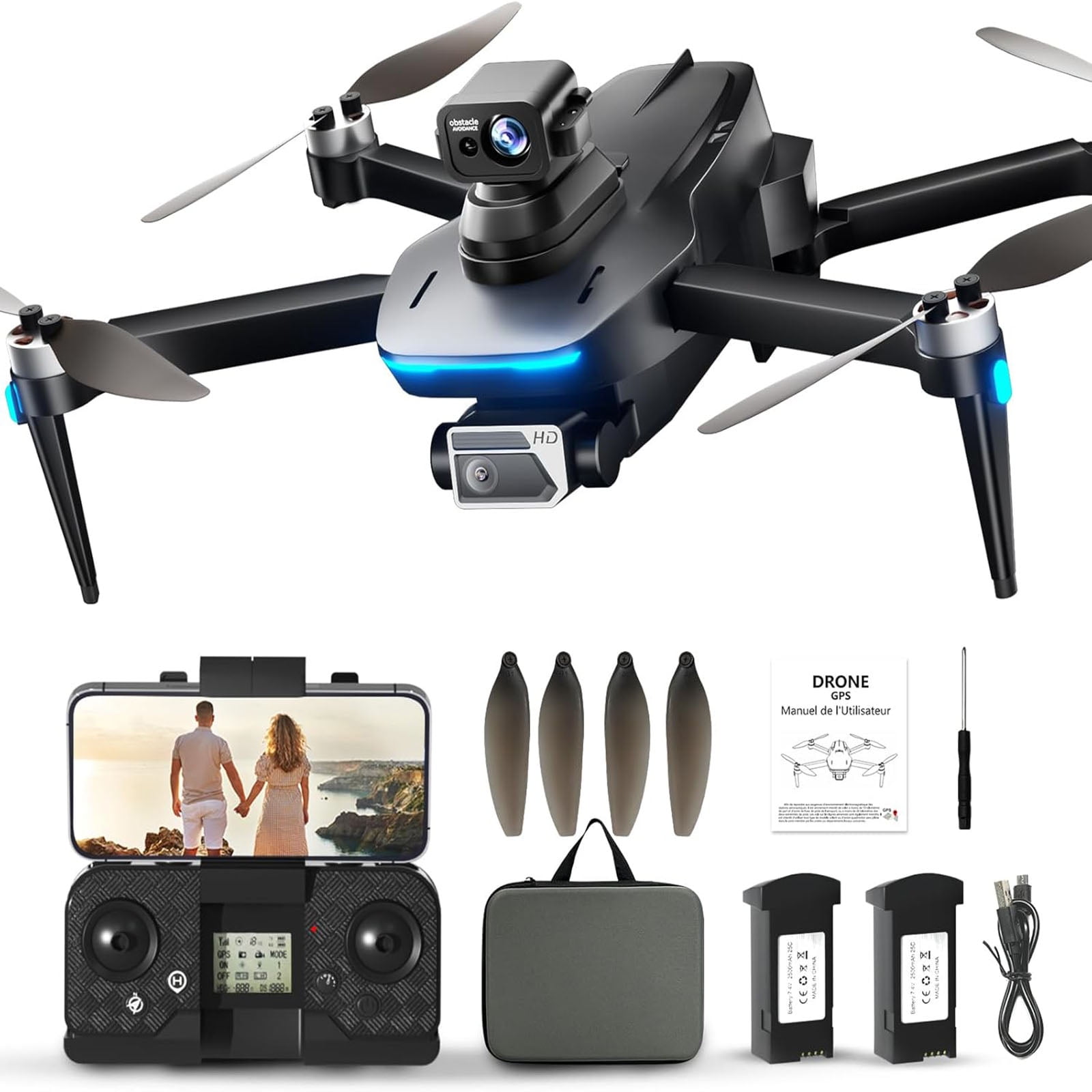 HYTOBP S162 Drone with 4K Camera for Adults, GPS FPV RC Quadcopter with Brushless Motor, 2 ...