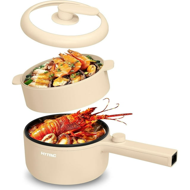 HYTRIC Hot Pot Electric with Steamer, 1.5L Portable Non-stick Frying ...
