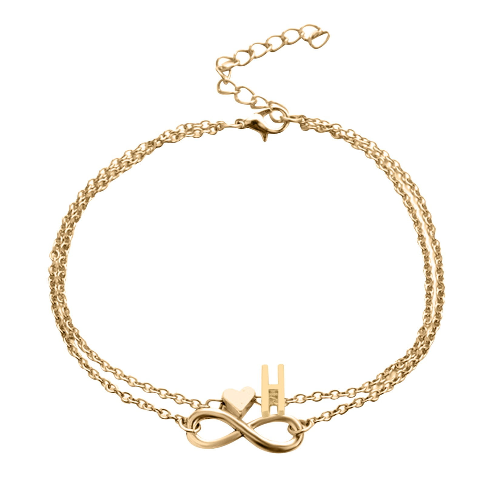 HYUERMEN Heart Layer Anklet Female Bracelets Letters Letters Chain ...