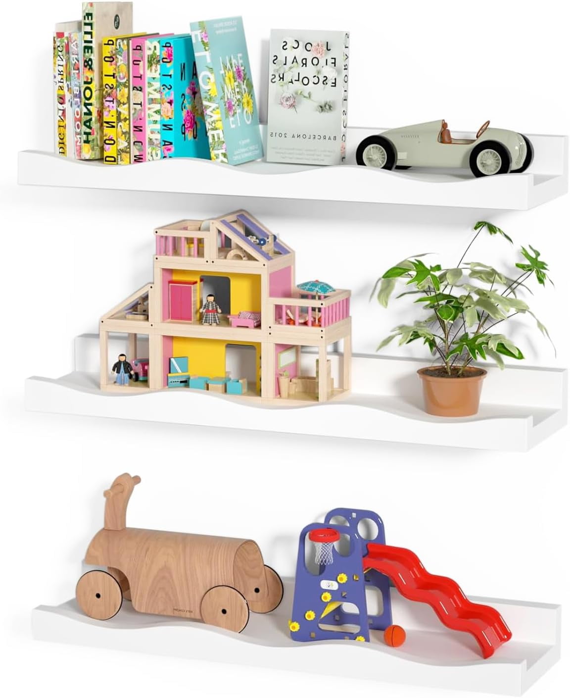 HYUJIRGTGT Floating Bookshelf for Kids Floating Shelves for Wall Cloud ...