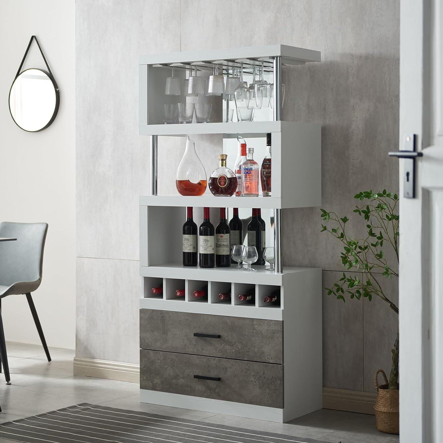 HYUN 68" Contemporary Bar Cabinet with Storage, Wine Bar Cabinet for ...