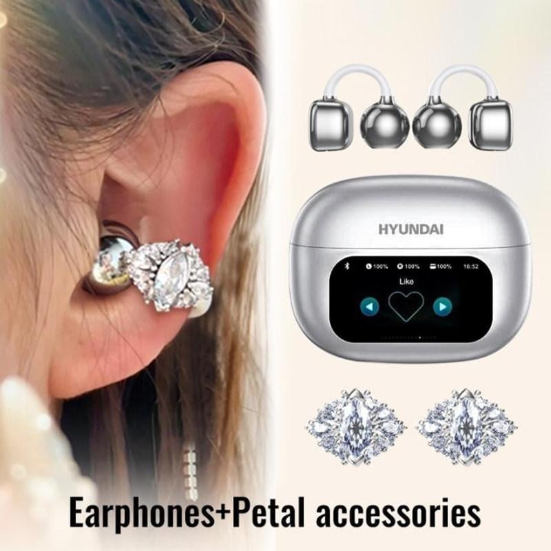 HYUNDAI M100 Clip On Ear Headphones With Audio-Visual Future Touch Screen, Audio Wireless ...