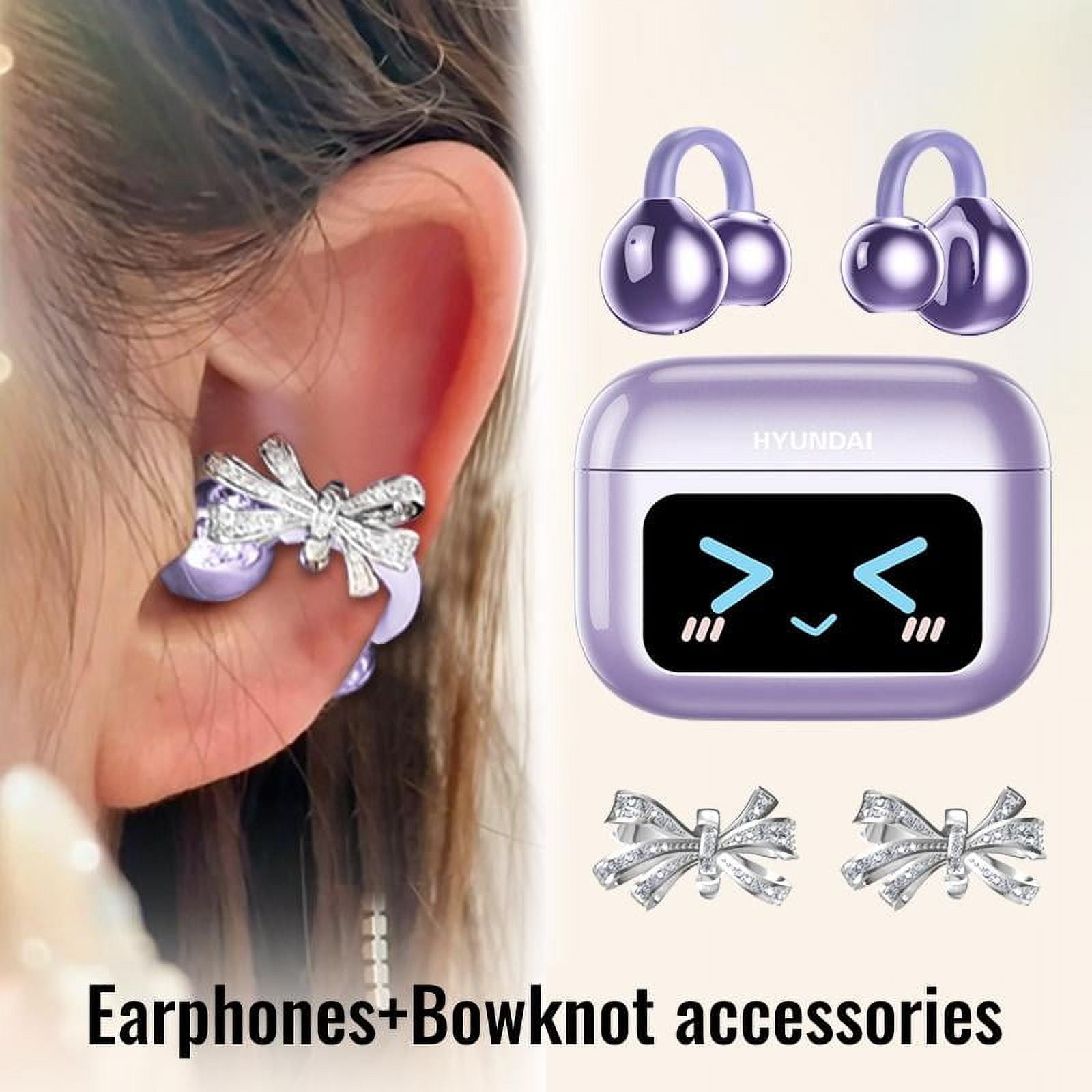 HYUNDAI VisioTouch C02 - Clip-On Smart Earphones with Full-Color LCD ...