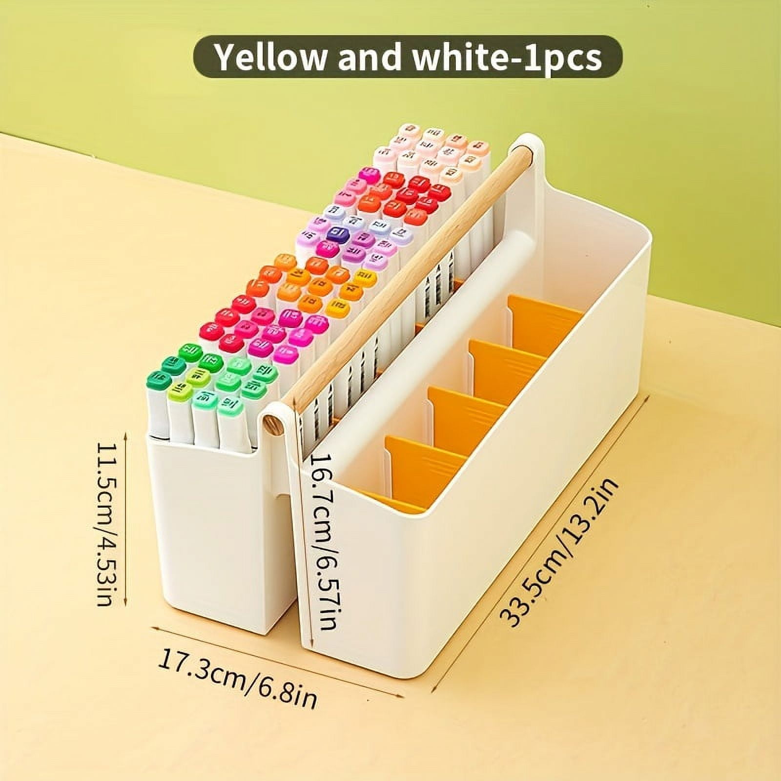 HYYANGUWENTI 1pc Portable Desktop Stationery Box with Handle & Dividers ...