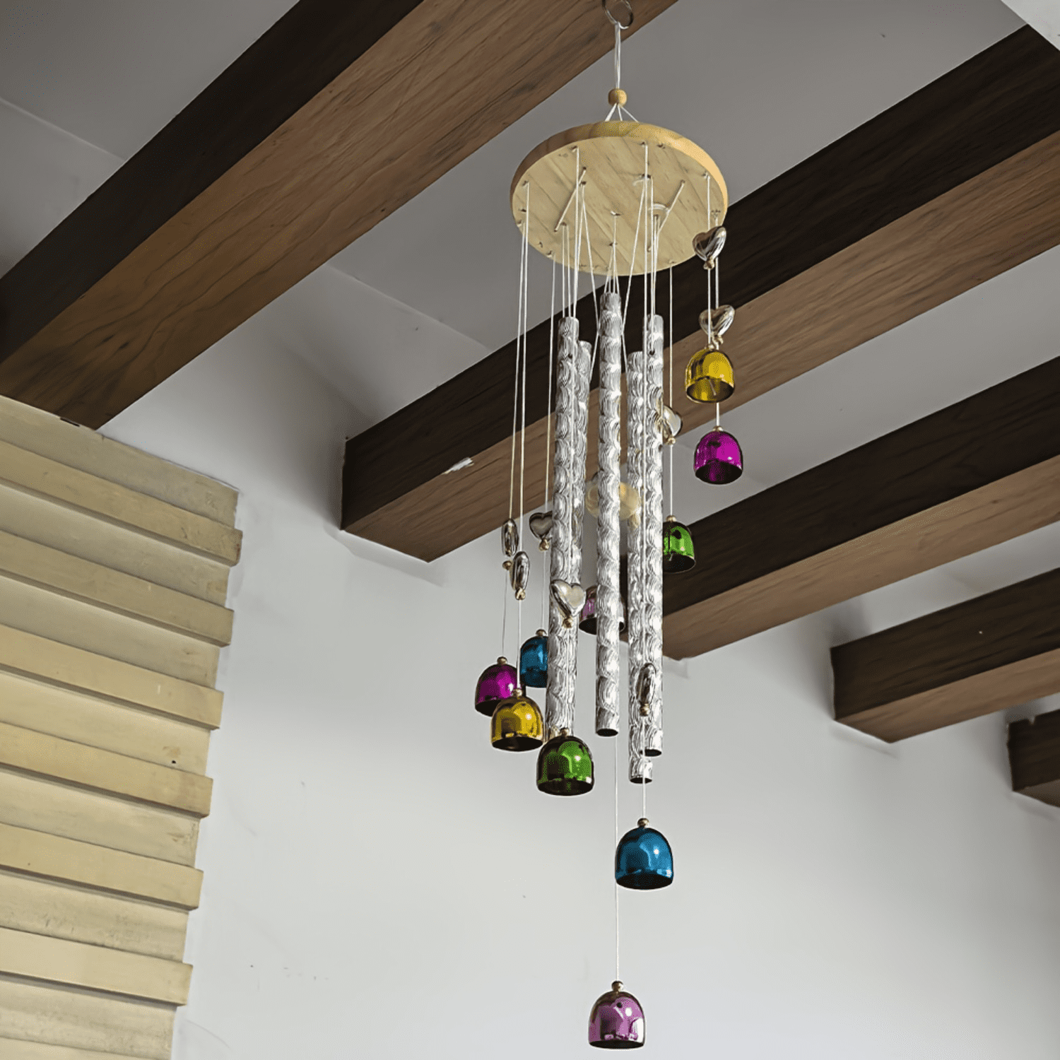 HYYANGUWENTI Colorful Rustic Metal Wind Chimes with 5 Aluminum Tubes ...