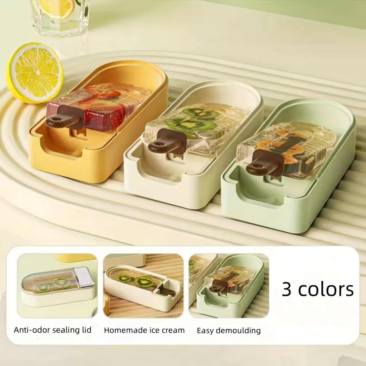 HYYANGUWENTI Easy Release 3-Pack Plastic Ice Molds with Anti-Odor Lids ...