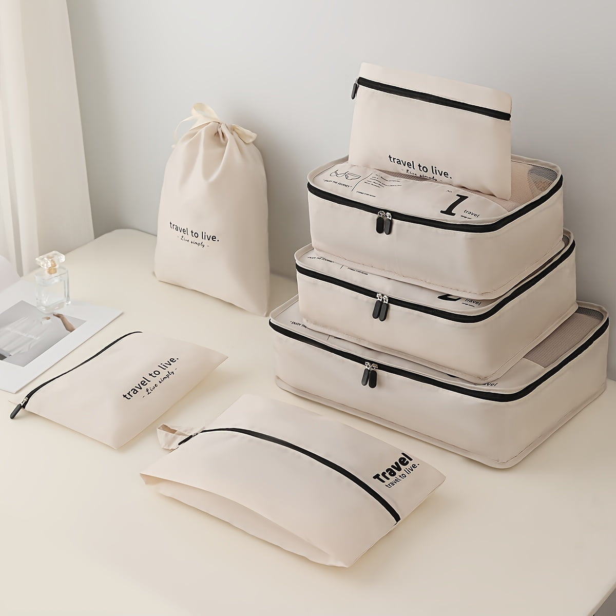 HYYANGUWENTI Lightweight 7-Piece Packing Cubes Set for Streamlined and ...