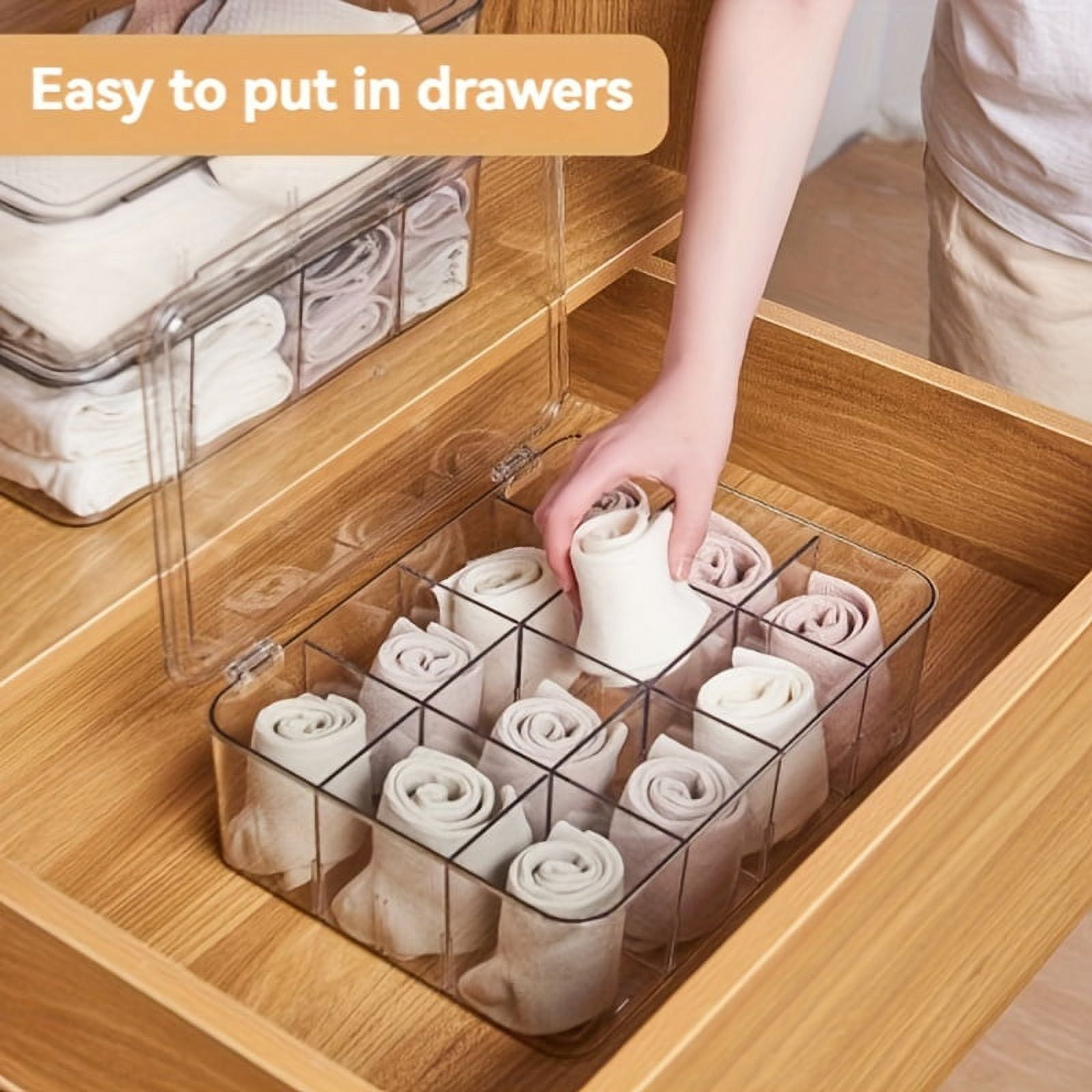 HYYANGUWENTI Multi-grid Plastic Underwear Box With Lid Stylish ...