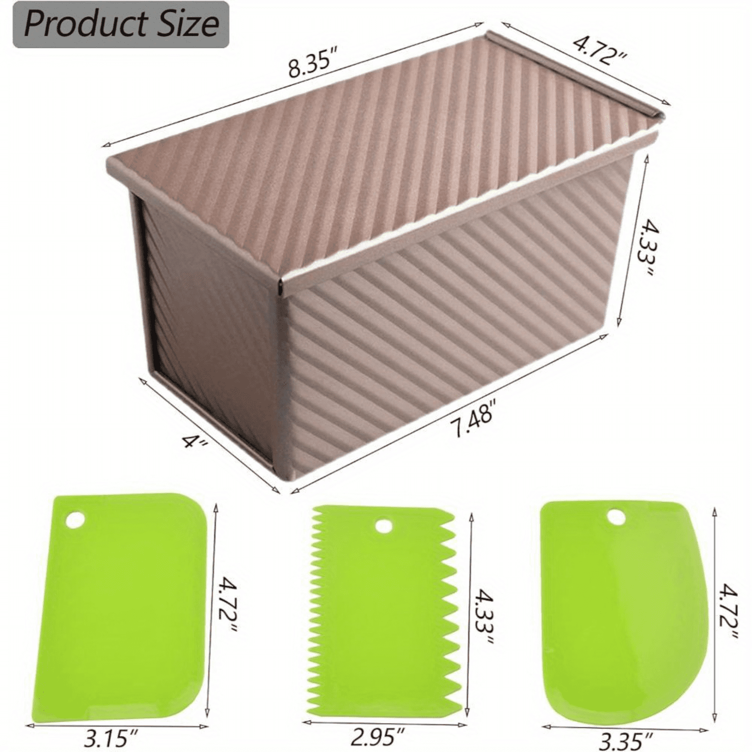 HYYANGUWENTI Non-Stick 9x4inch Long Loaf Pan with Dough Scraper Cutter ...