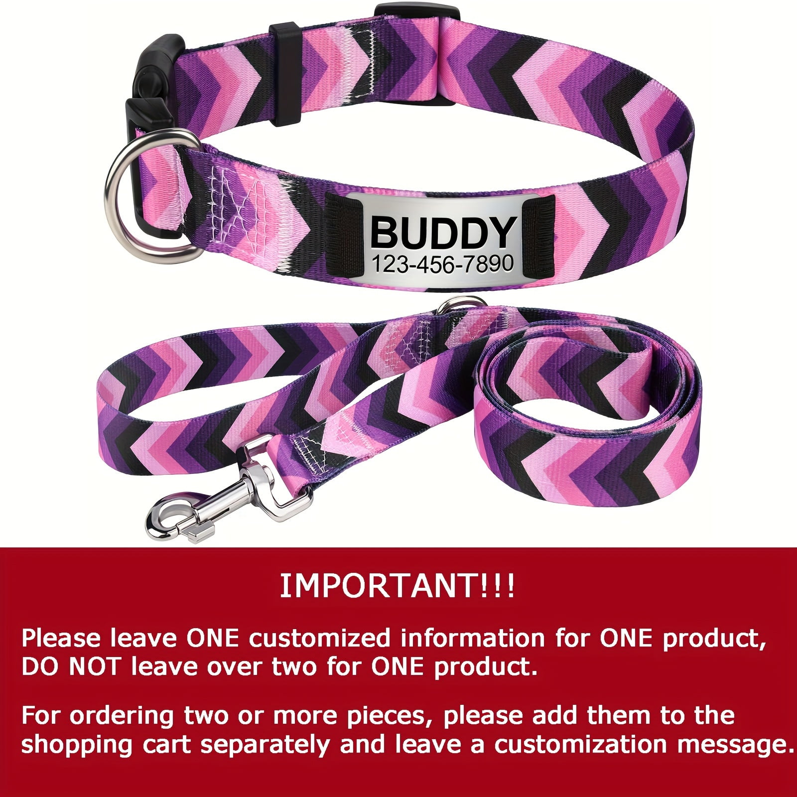 HYYANGUWENTI Soft Personalized Geometric Pattern Dog Collar and Leash ...