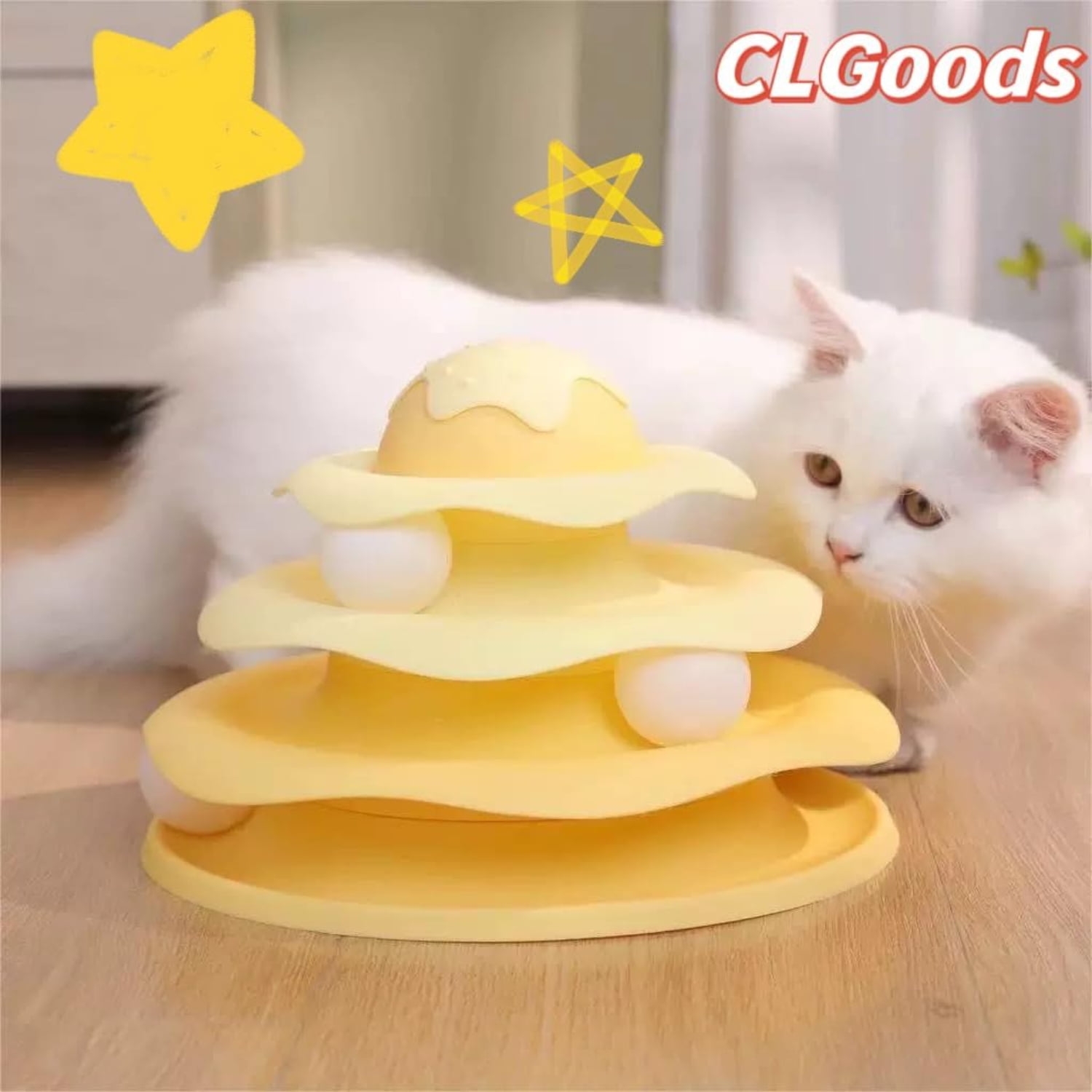 HYYANGUWENTI Three-Tier Interactive Cat Track Toy with Dangling Balls ...