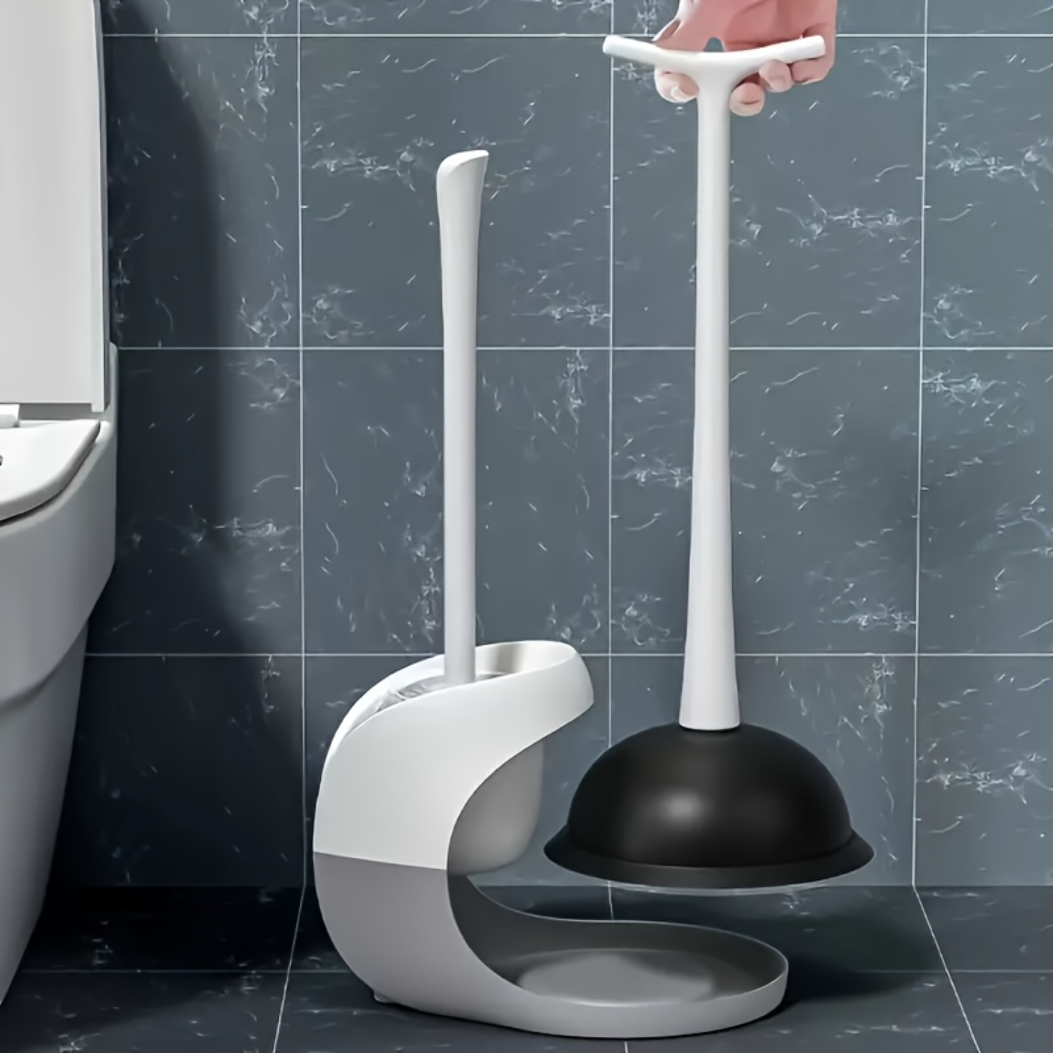HYYANGUWENTI Ventilated Plastic Toilet Plunger Brush Set with Holder ...