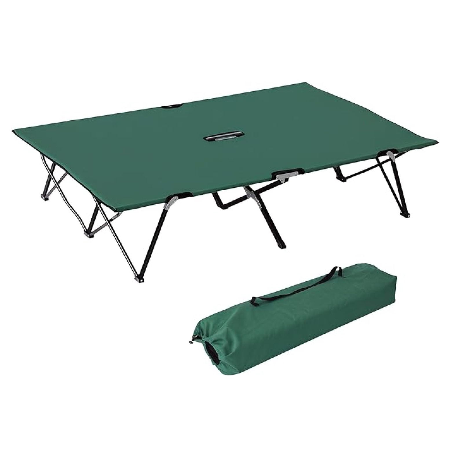 HYYOP 2 Person Folding Camping Cot for Adults, 50" Extra Wide Outdoor ...