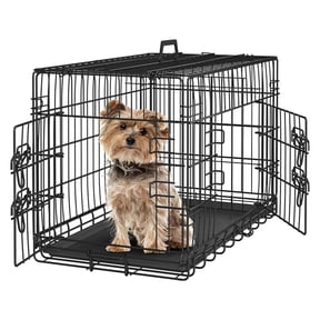 ZUNMOS 24" Small Dog Crate Portable, Double-Door Design Dog Cage with ...