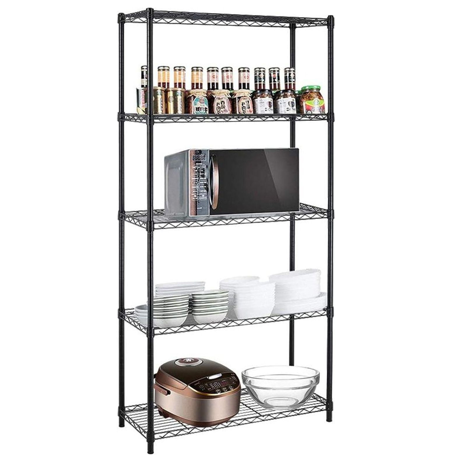 HYYYYH Adjustable 5-Shelf Shelving Unit Storage Rack Wire Shelving ...
