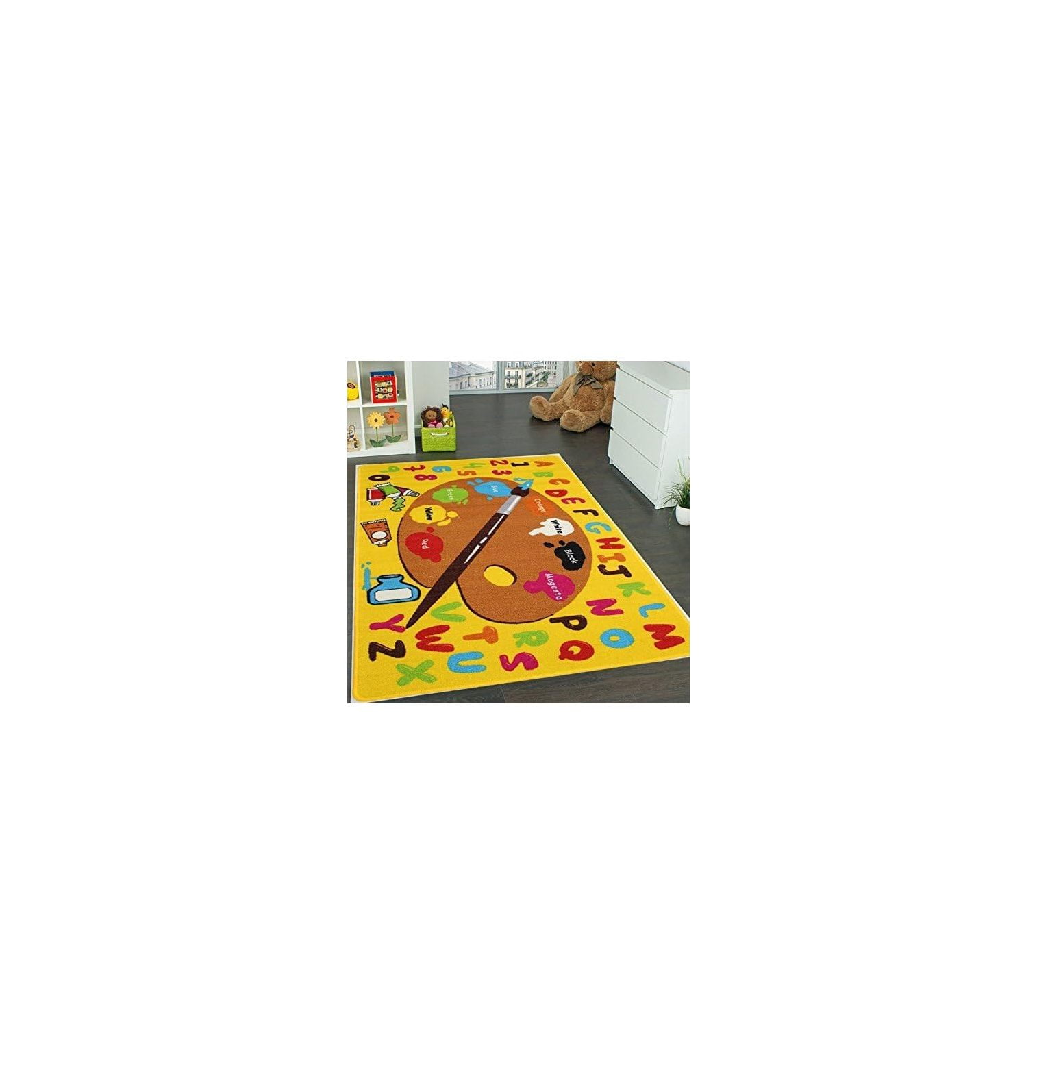 HYYYYH Kids Rug Kids ABC Little Artist Area Rug Educational Alphabet ...