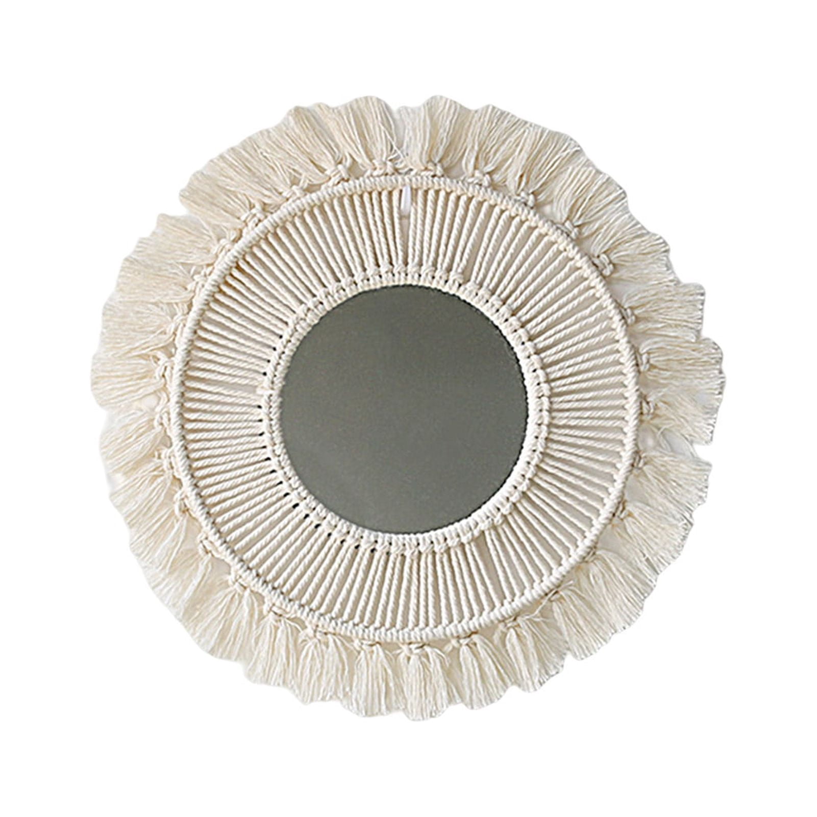 HYmarket Aesthetic Round Wall Mirror with Tassels - Woven Cotton, Home ...