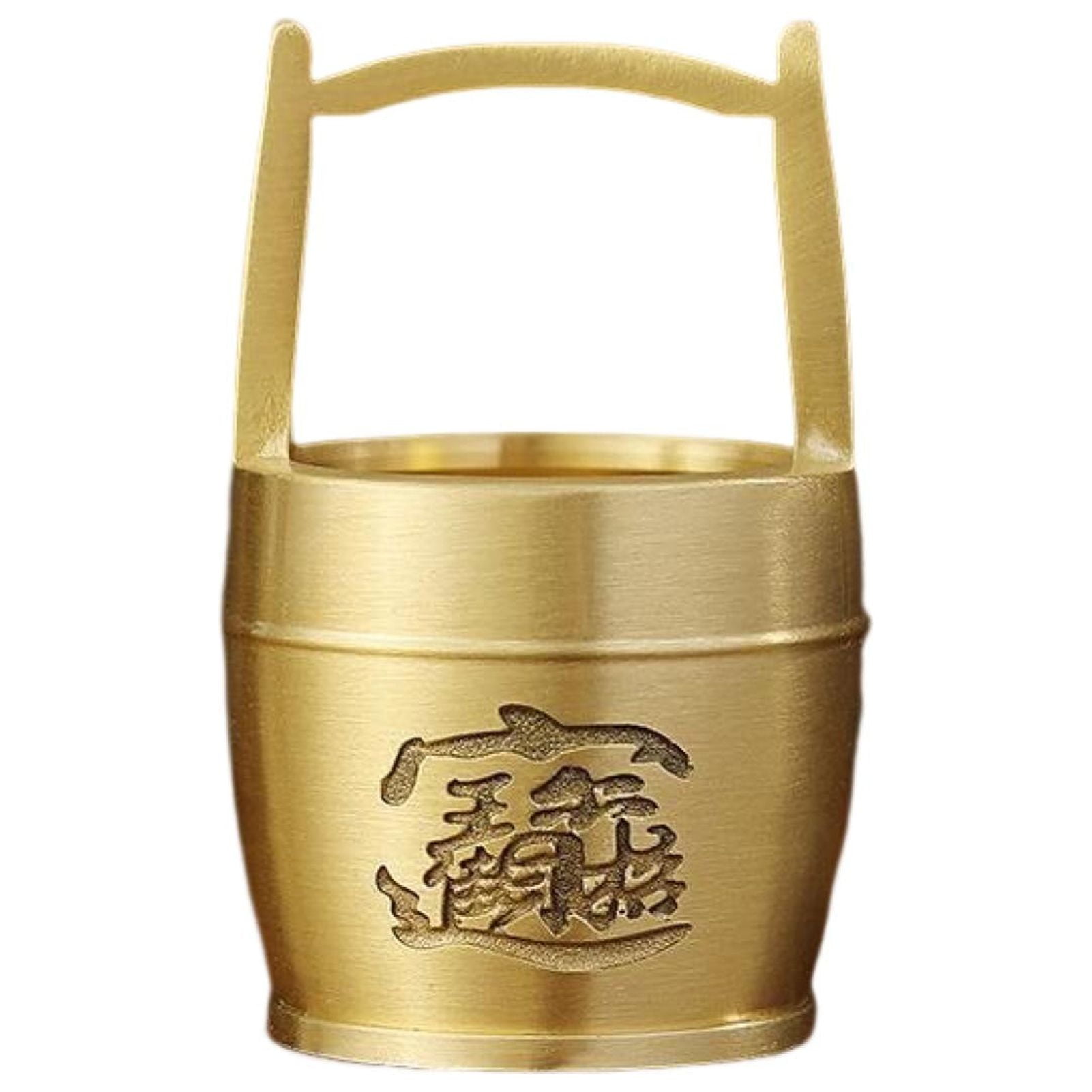 HYmarket Compact Brass Bucket Craft Mini Copper Ware Golden Bucket Feng ...