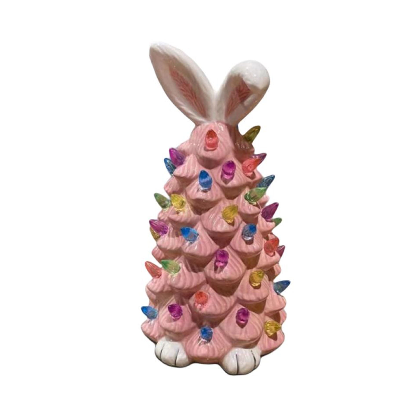 HYmarket LED Light Pink Bunny Tree Statue - Easter Ornament, Battery ...