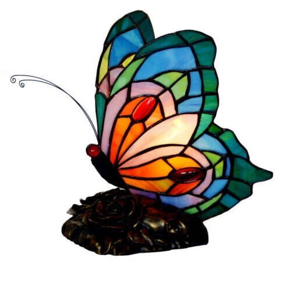 HYwys Butterfly Desk Lamp Plug In Stained Glass Retro Pretty Lamp for ...