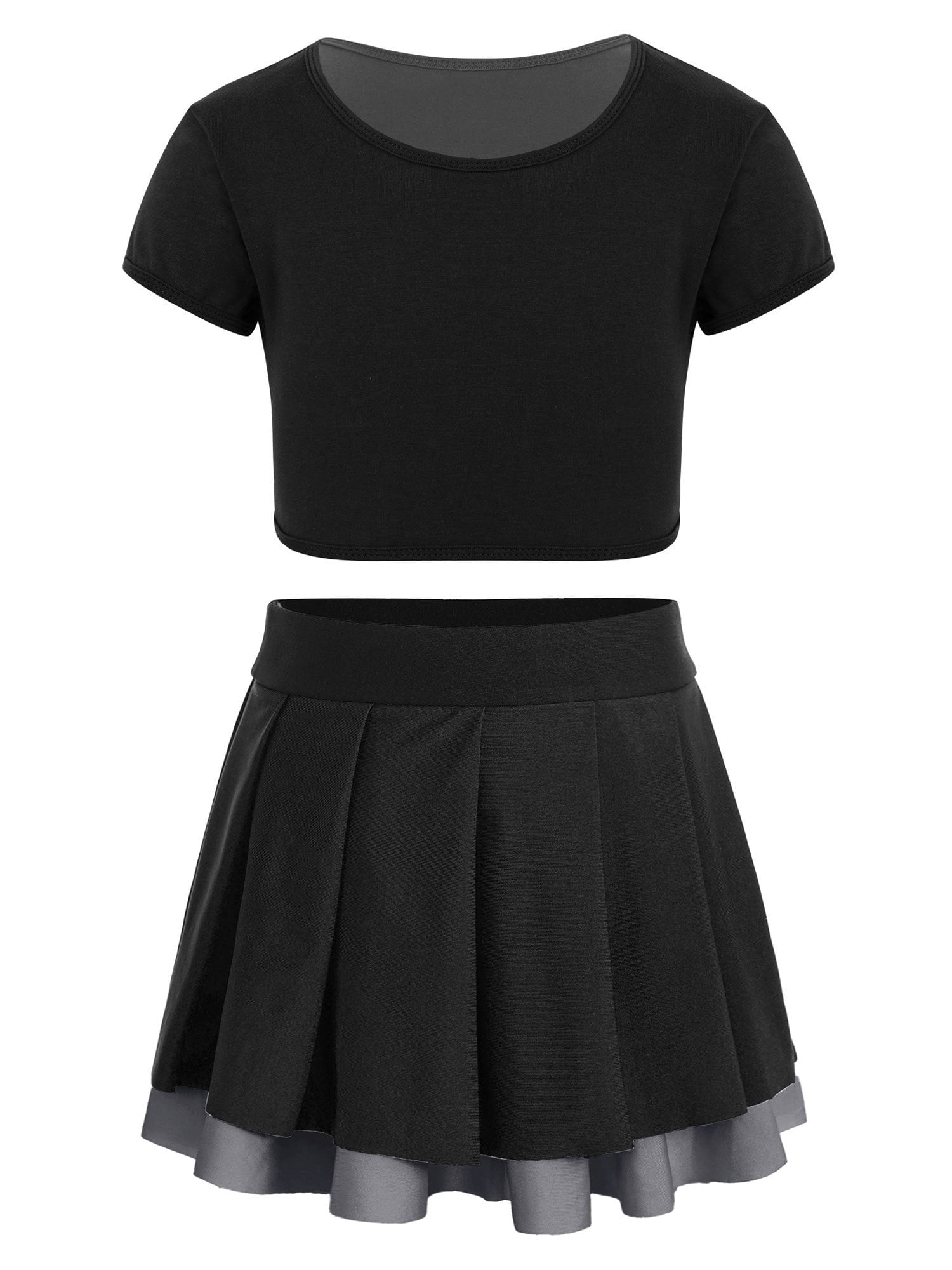 HYwys Kids Girls Cheerleading Dance Outfits Short Sleeve Crop Top with ...