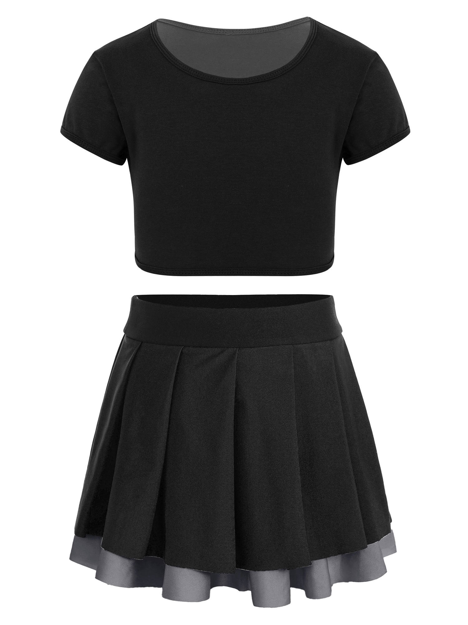 HYwys Kids Girls Cheerleading Dance Outfits Short Sleeve Crop Top with ...