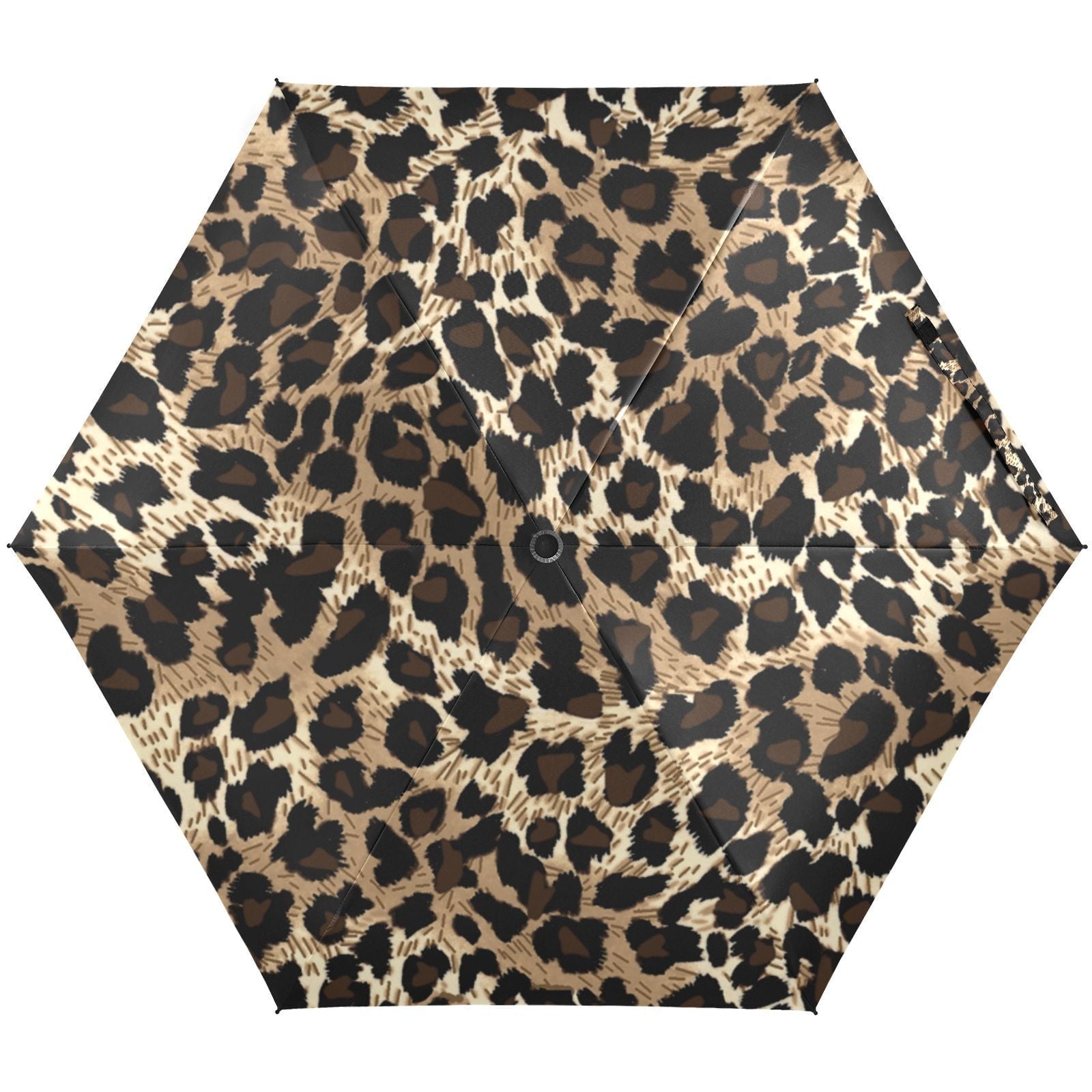 HYwys Leopard Cheetah Print Animal Folding Umbrella for Rain Sun Travel Mini Lightweight Compact ...