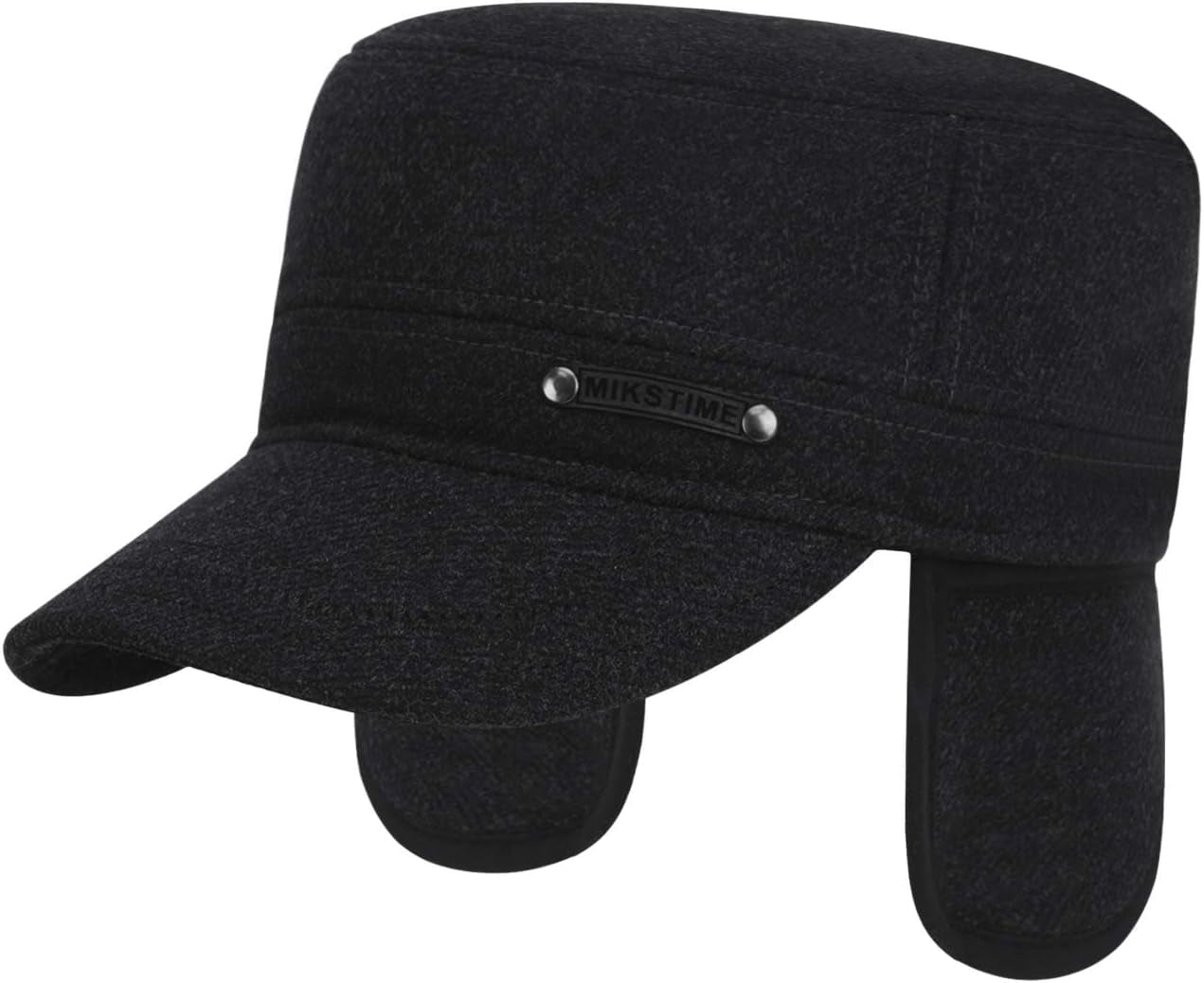 HYwys Men Wool Winter Military Cadet Hat with Earflaps Army Baseball ...