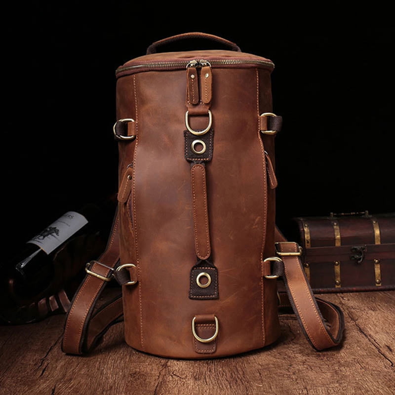 HYwys Unique Design Leather Backpack For Men Vintage Crazy Horse ...