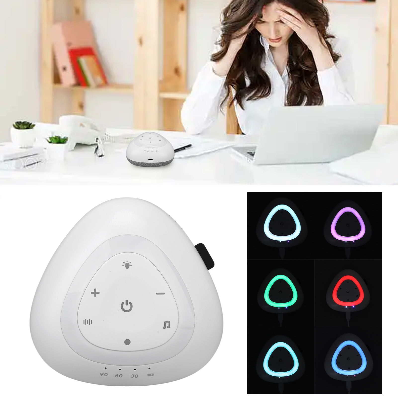 HYwys White Noise Machine Stress Reduction Soothing 7 Colors Breathing ...