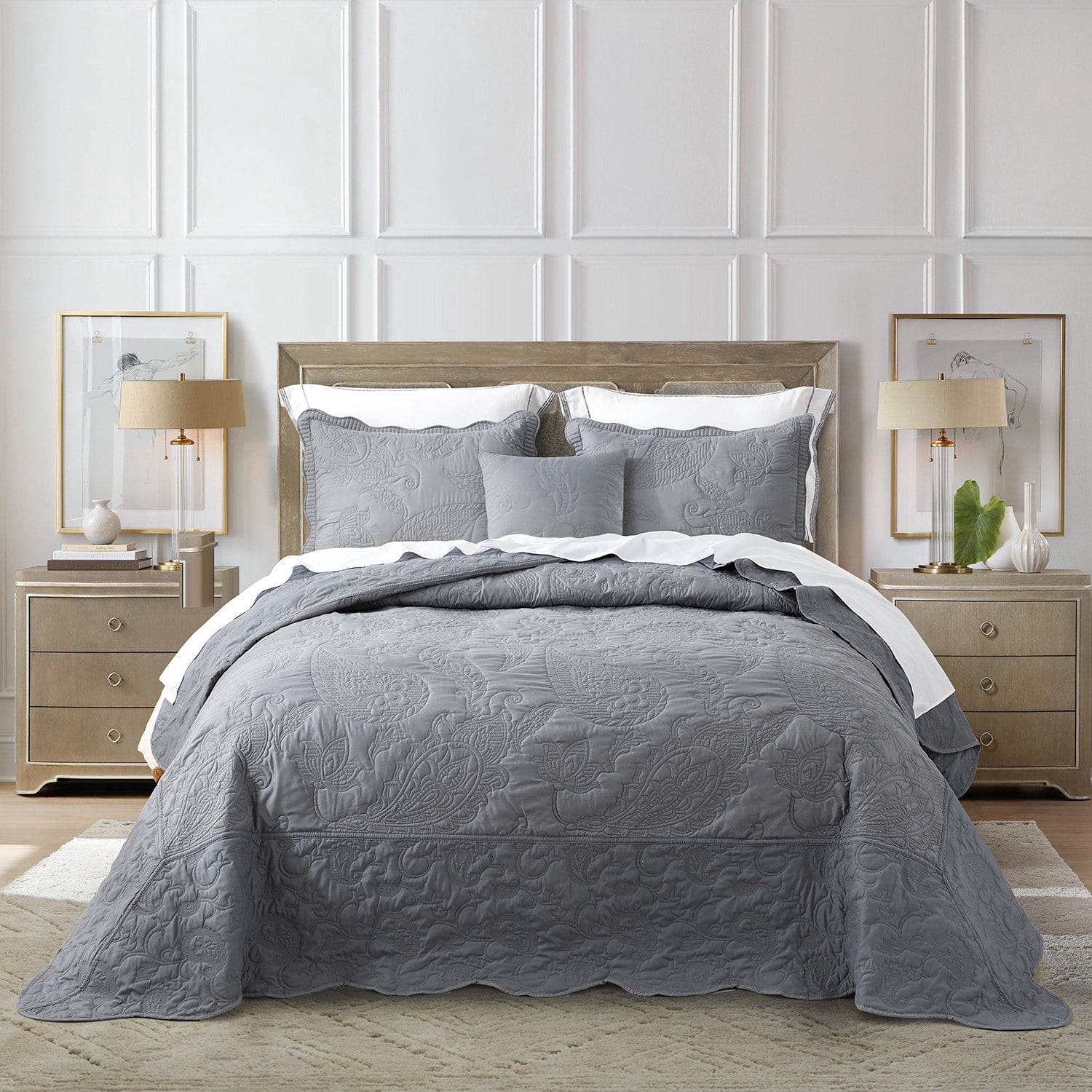 HZ & HY Oversized King Bedspread 138x122 Extra Wide - Paisley Pattern ...