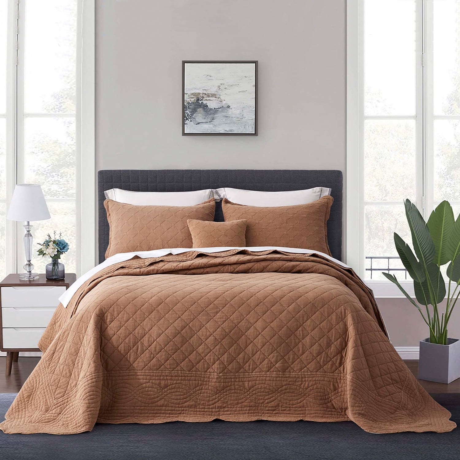 HZ & HY Oversized Queen Bedspread - Shabby Chic Rustic Look - Enzyme ...