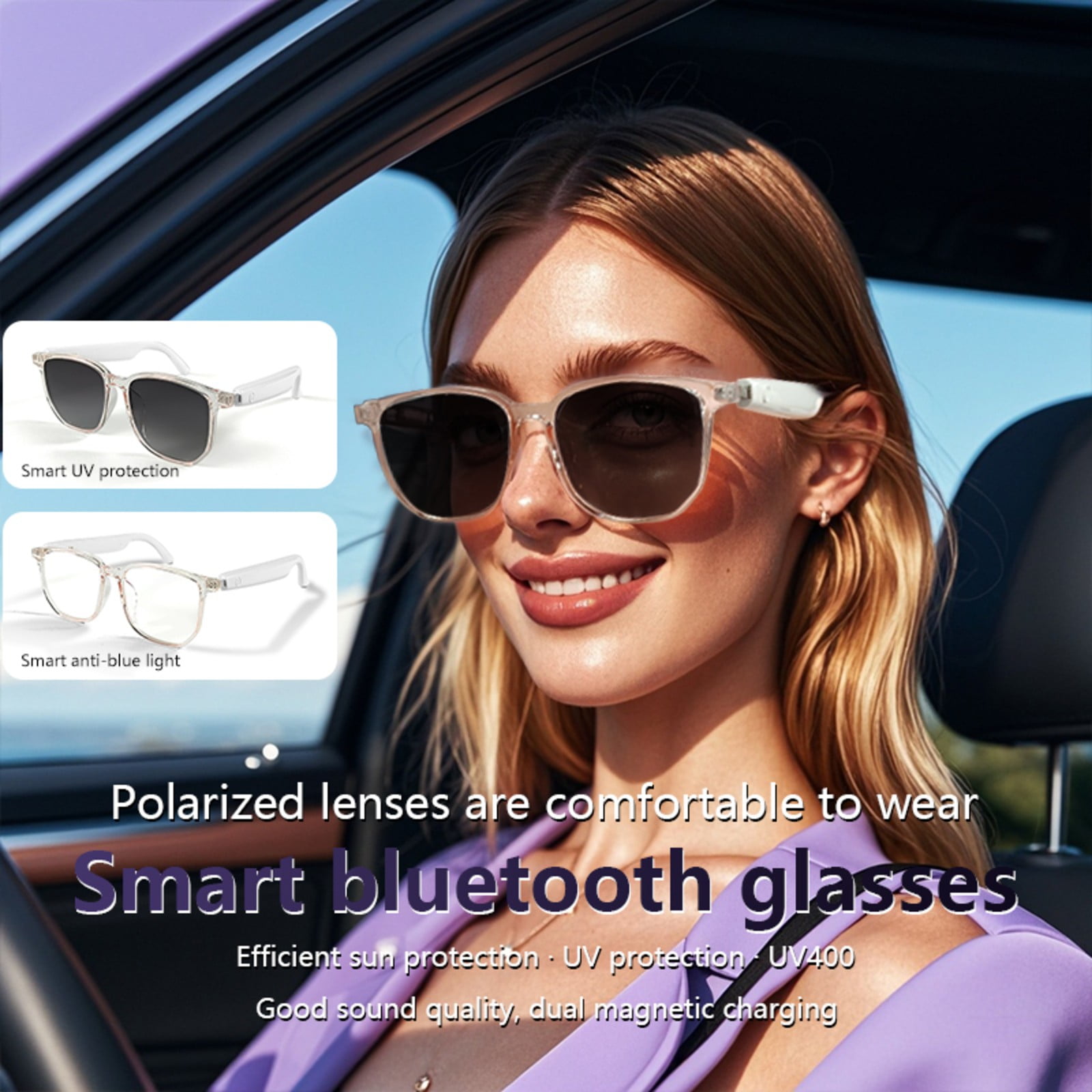HZAWHX Smart Glasses with 110+ Translation, Bluetooth Glasses With ...