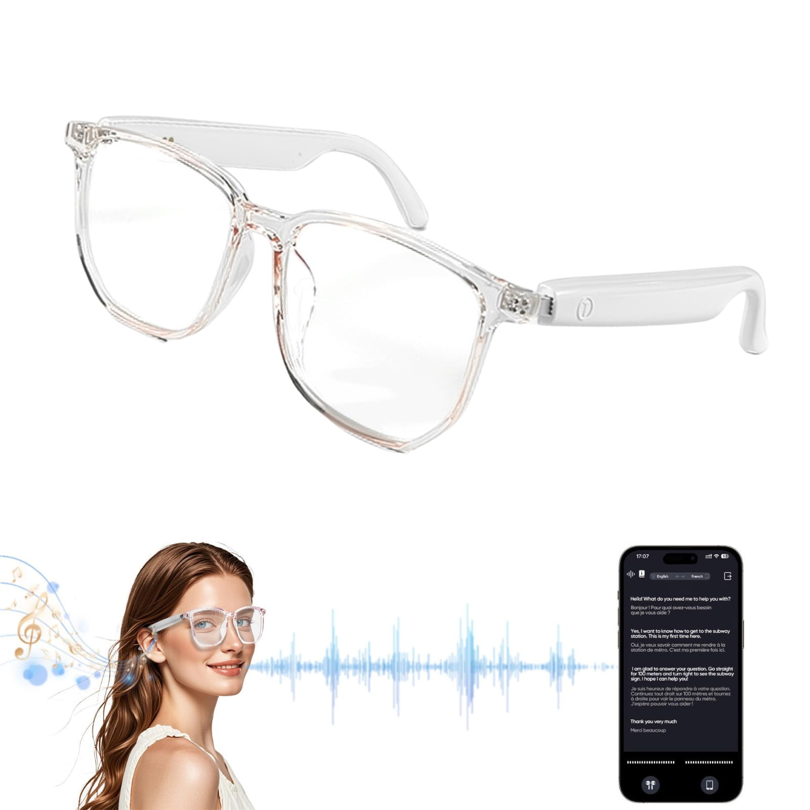 HZAWHX Smart Glasses With Artificial Intelligence Bluetooth Glasses ...