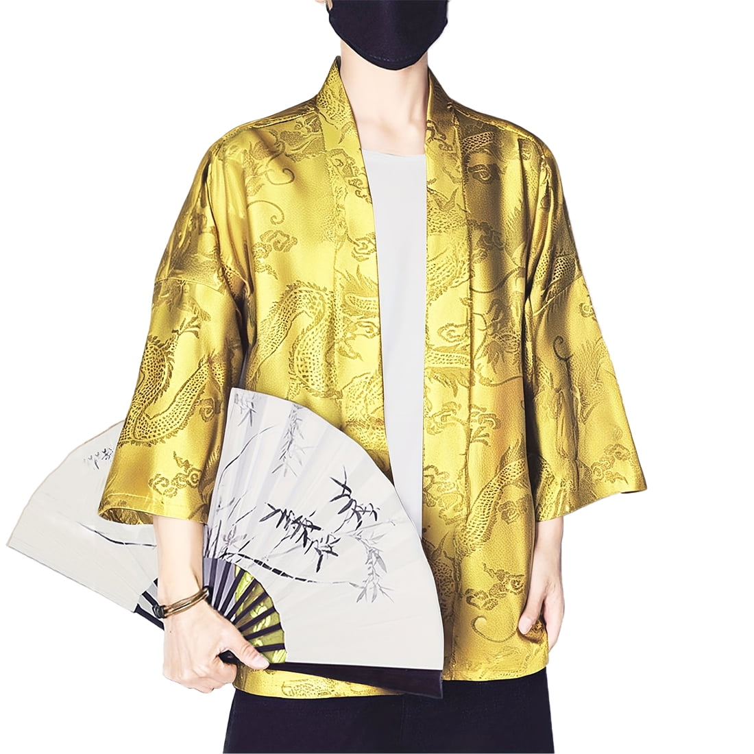 HZCX FASHION Mens Chinese Traditional Style Hanfu Shirts Silky Satin ...