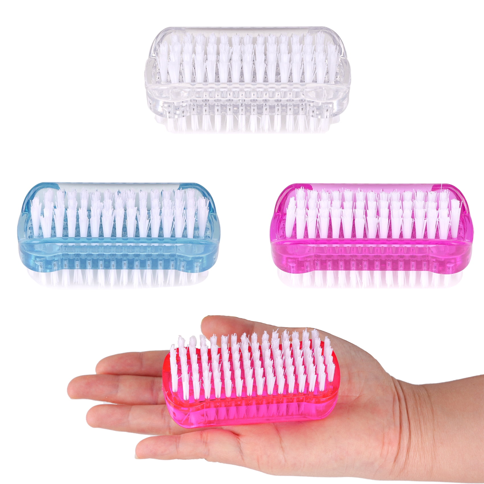 HZCrisp 4 Pack Double-Sided Hand Cleaning Brush with Soft and Stiff ...