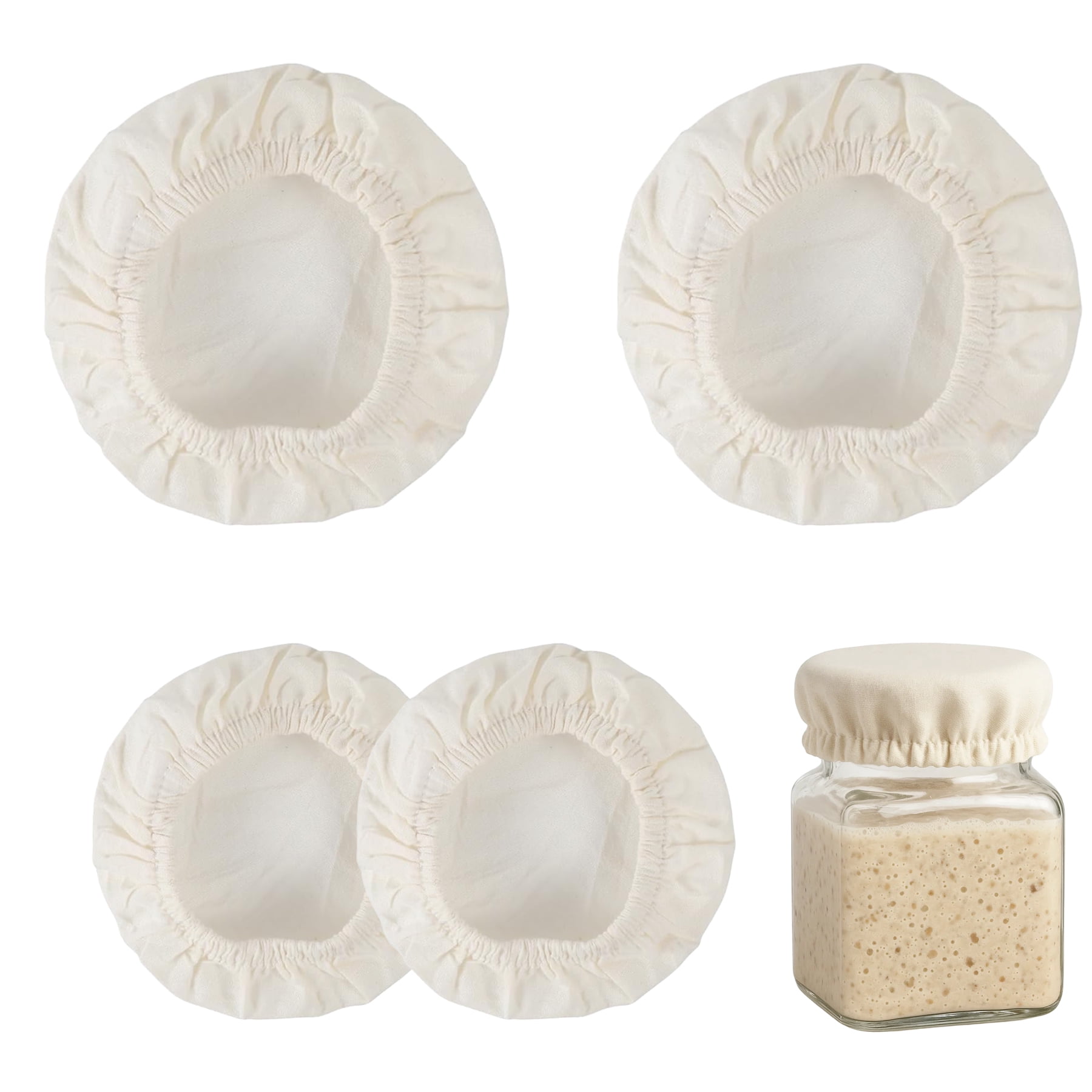 HZCrisp 4-Pack Reusable Cotton Fermentation Jar Covers – Elastic Cloth ...