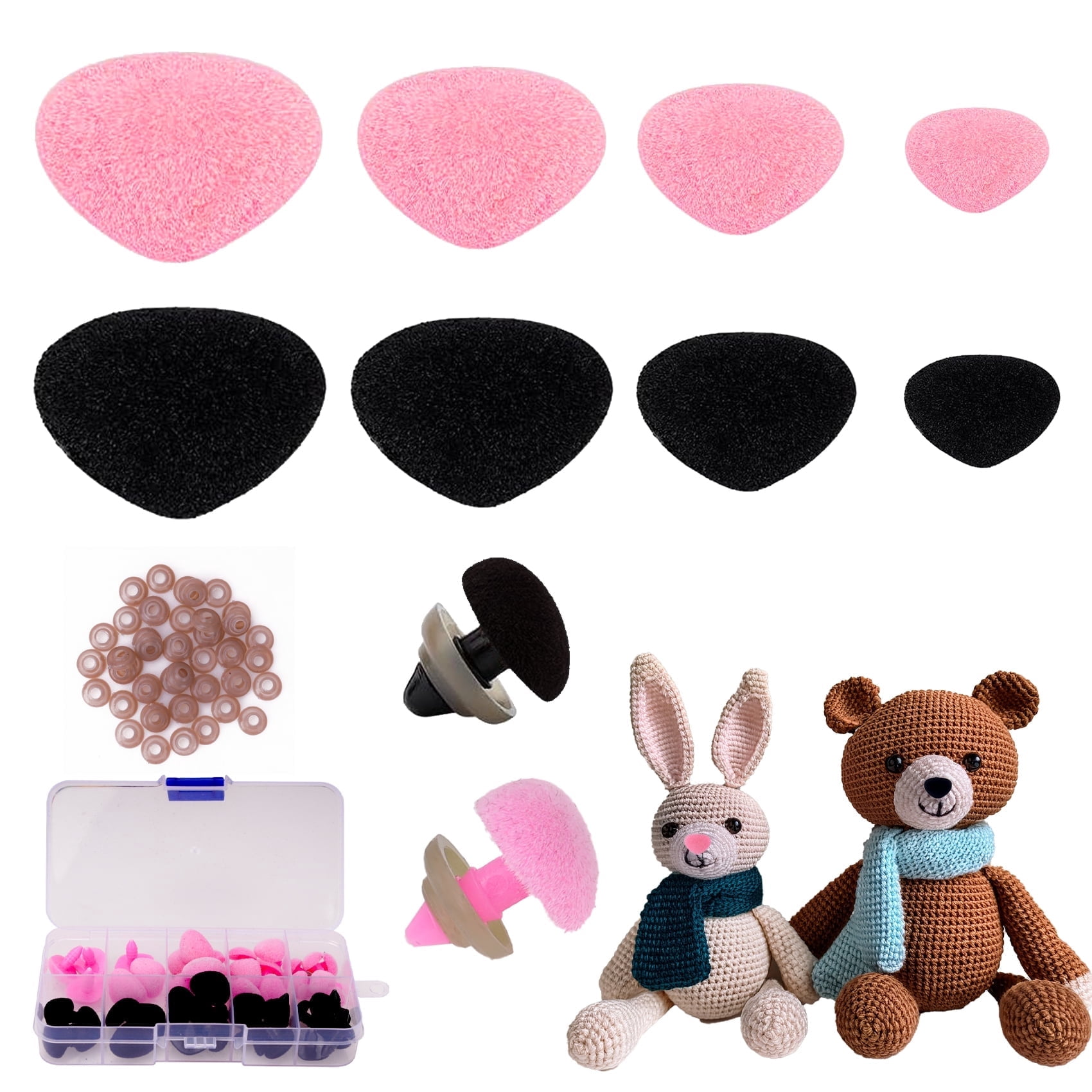 HZCrisp, Safety Noses, 48 pcs, Black & Pink Plush for Stuffed Animals ...