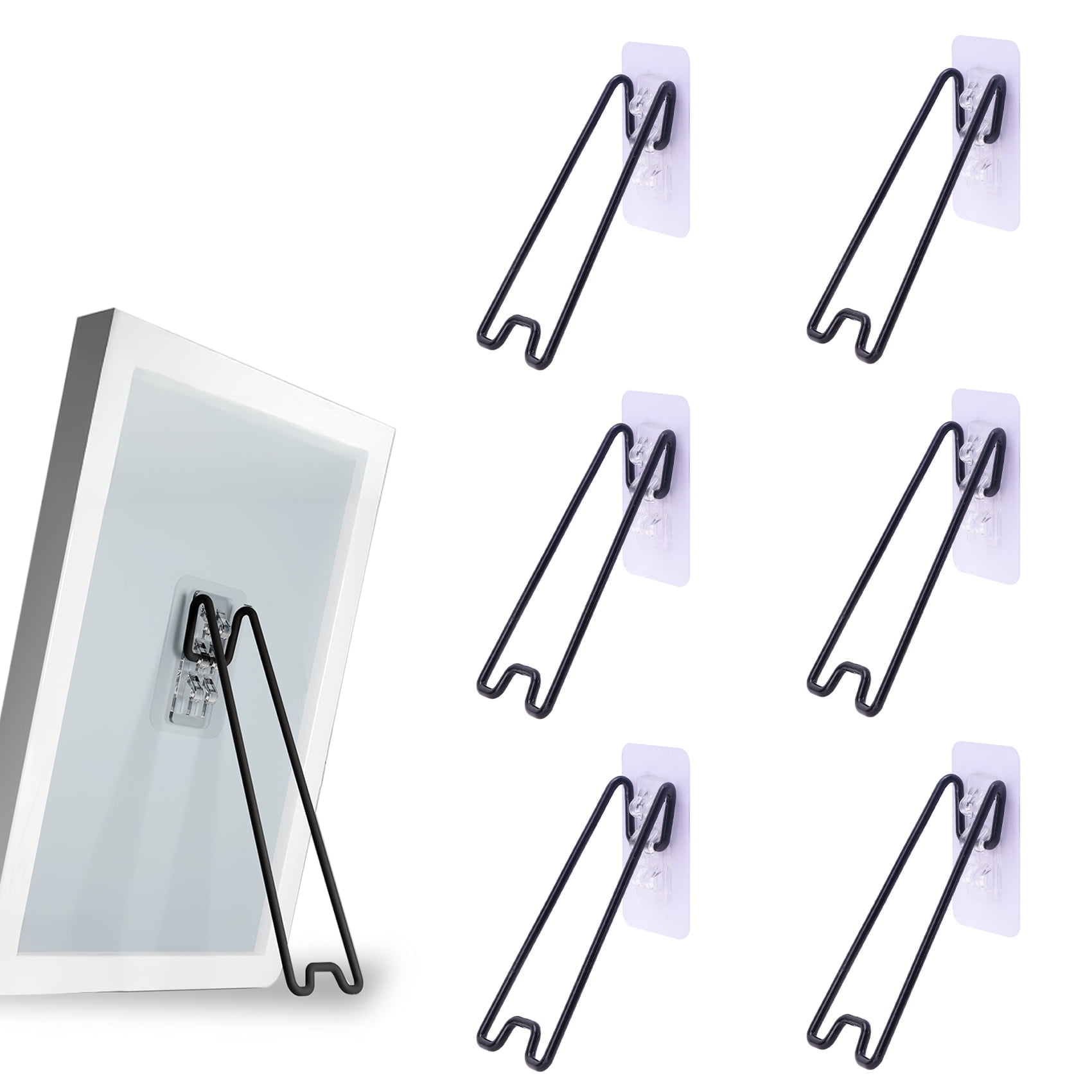 HZCrisp 6 Pack Self-Adhesive Picture Frame Stands, 5.1" Stainless Steel ...