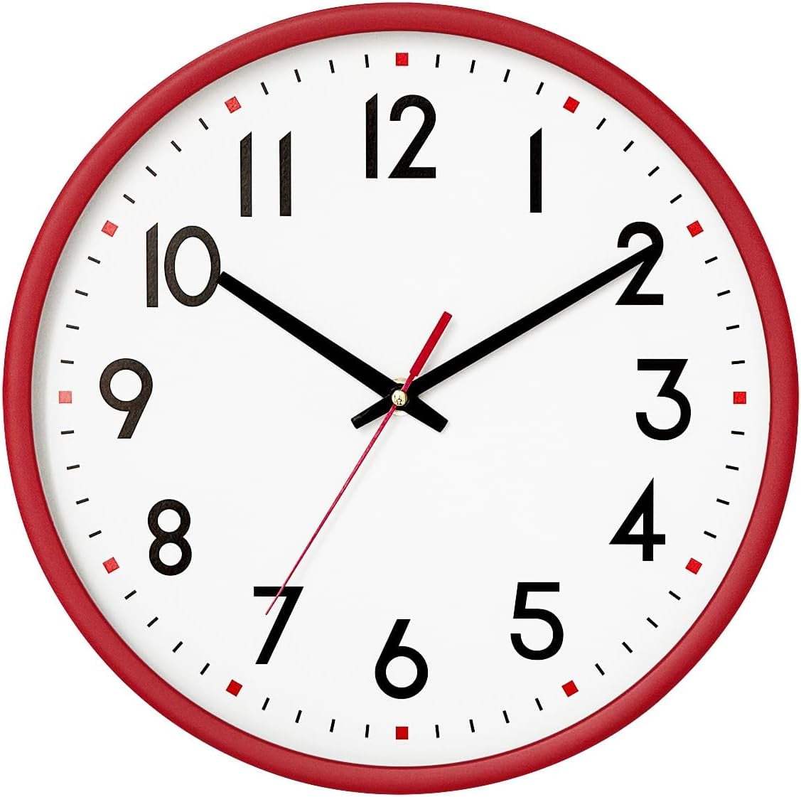 HZDHCLH Wall Clock Red,Silent Wall Clocks Battery Operated 8 Inch ...