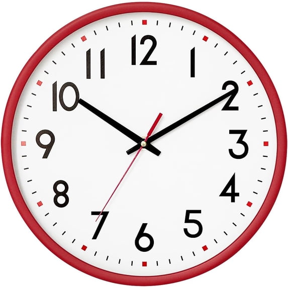 HZDHCLH Wall Clock Red,Silent Wall Clocks Battery Operated 8 Inch ...