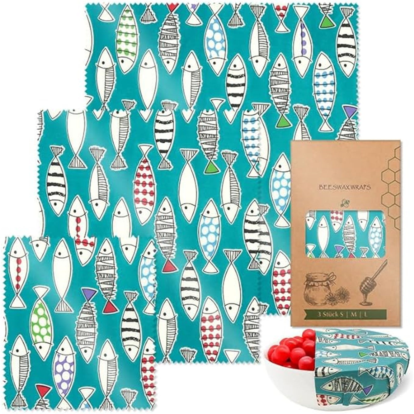 HZHGAV Food Storage Beeswax Wraps for Food 3 Reusable Food Sheets for ...