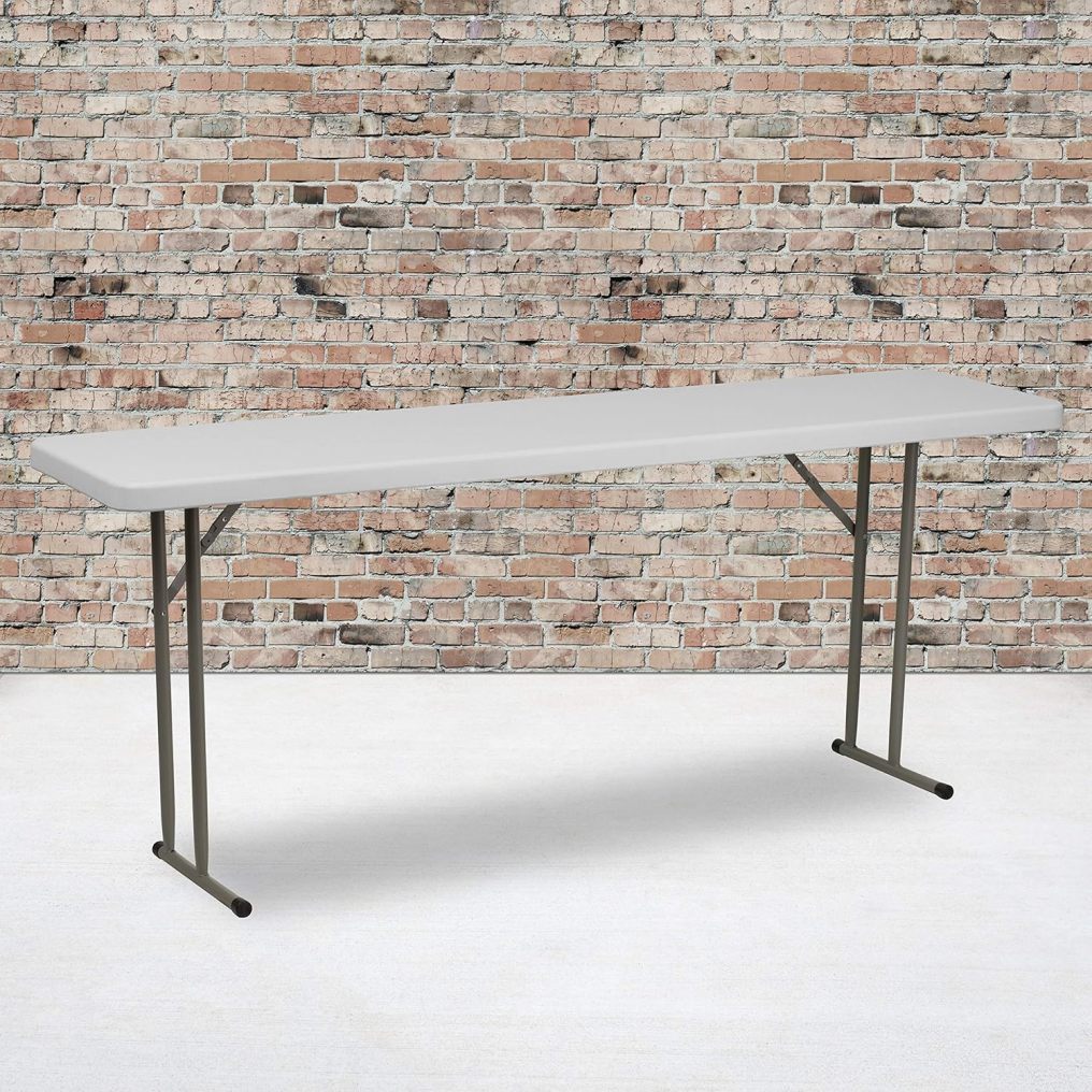 HZJP 6-Foot Rectangular White Plastic Folding Table with Locking Legs ...