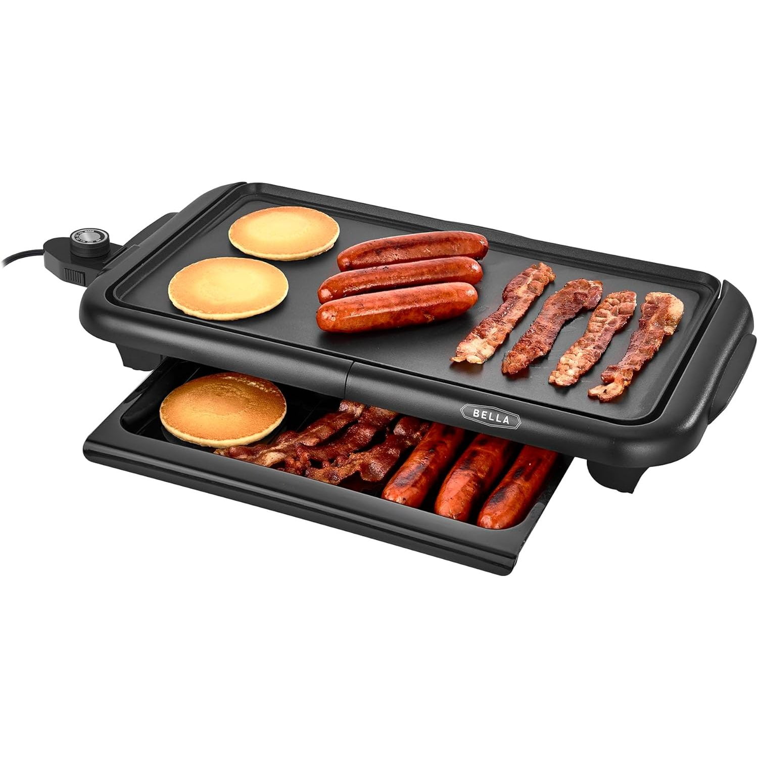 HZJP Electric Griddle with Warming Tray - Smokeless Indoor Grill ...