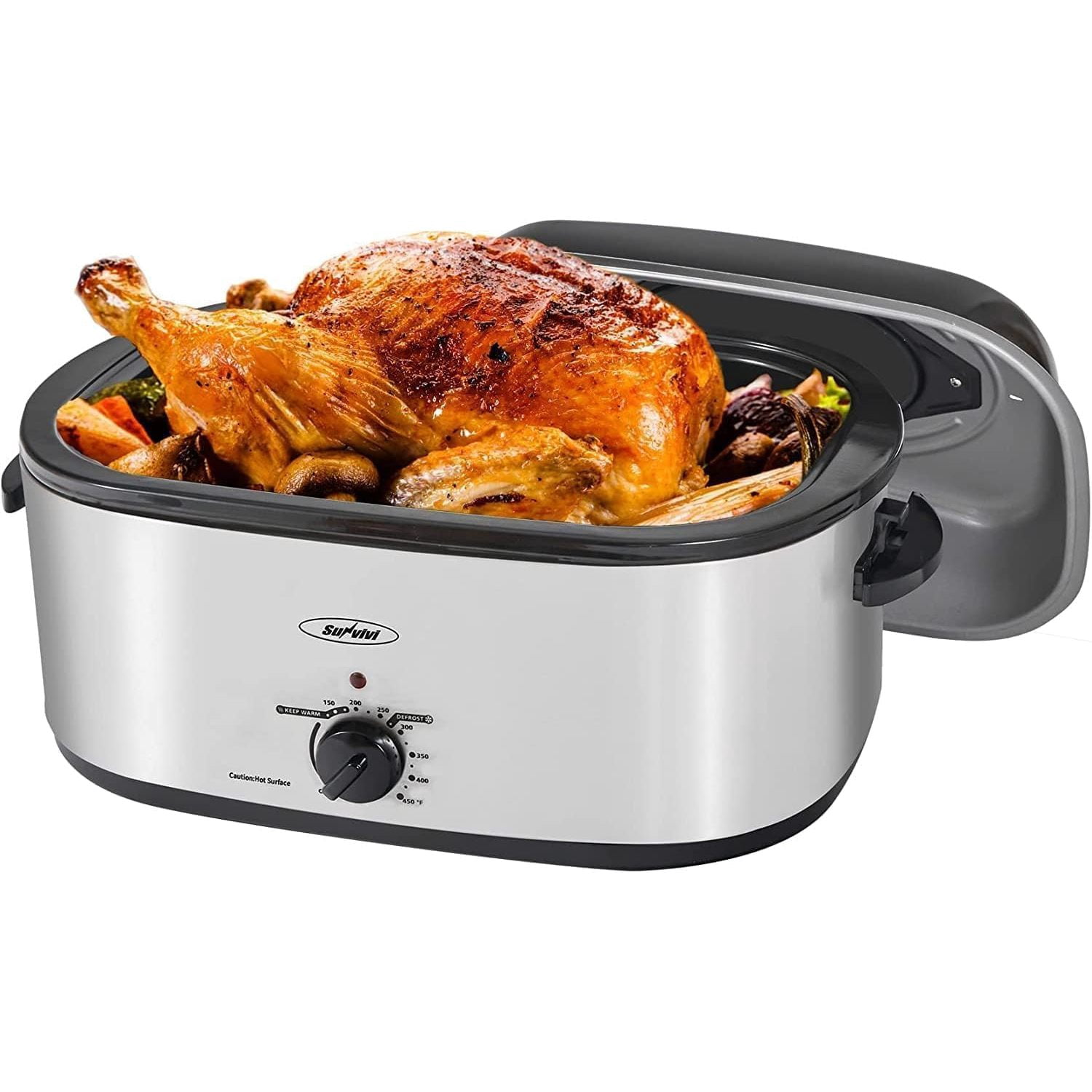 HZJP Electric Roaster, 18 Quart Roasting Oven with Self-Basting Lid ...