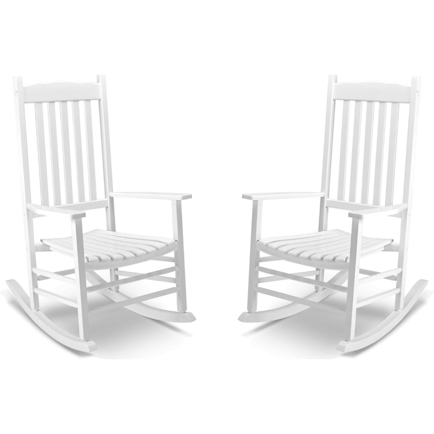 HZJP Outdoor Rocking Chair Set of 2, Solid Wood High Back Rocker, All ...
