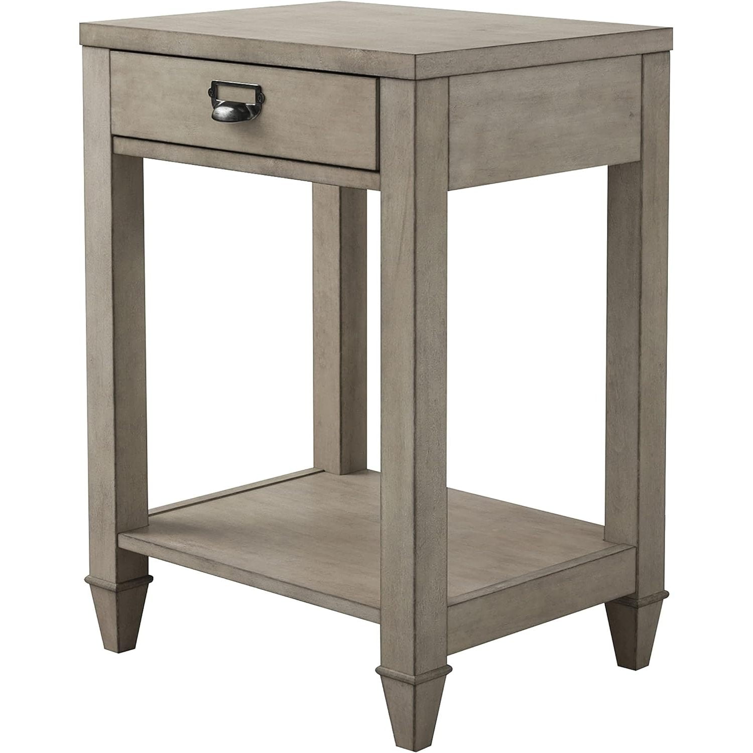 HZJP Solid Wood Sofa Side Table with Drawer and Storage Shelf ...