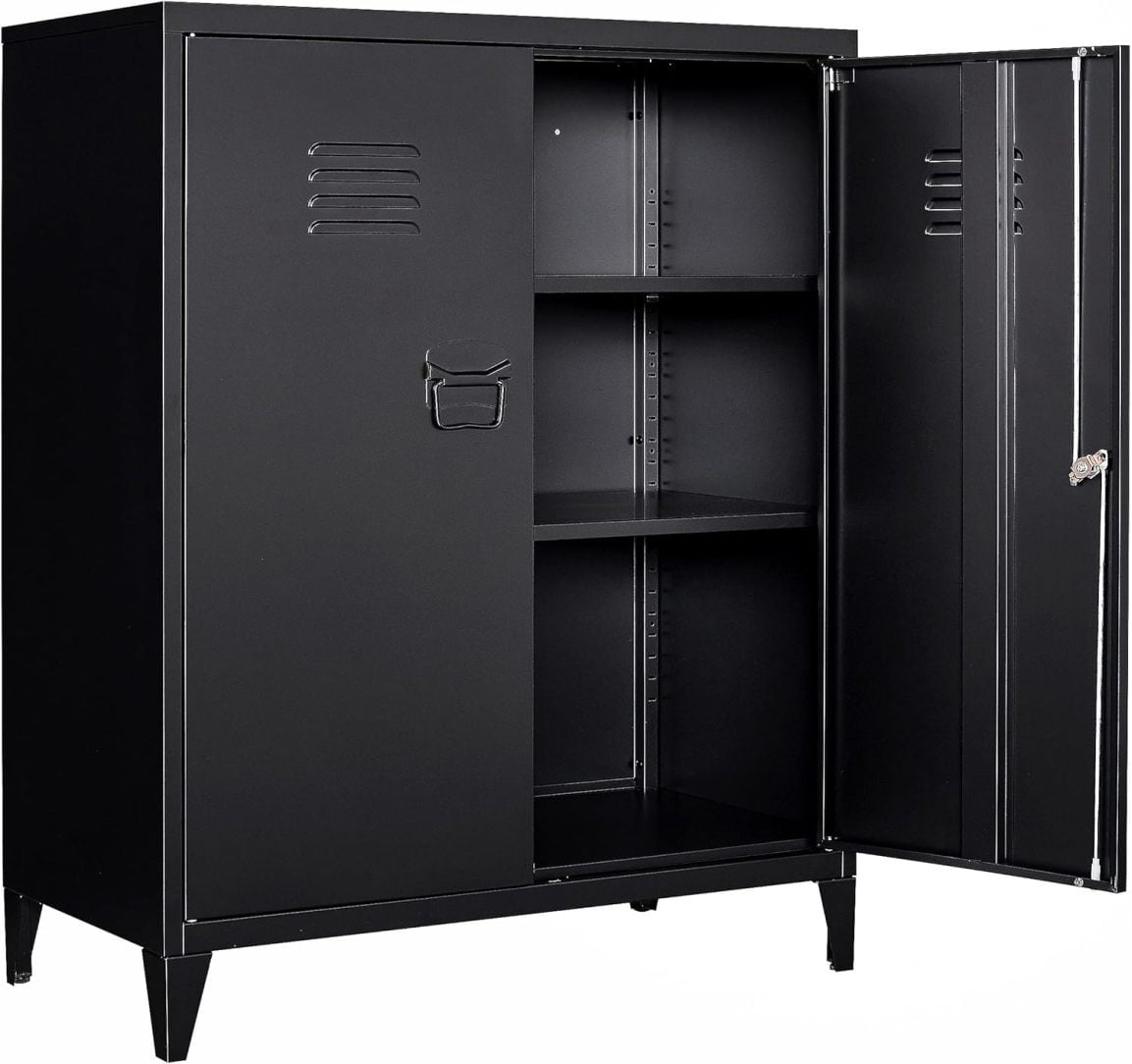 HZJP Storage Cabinet with Doors and Shelves,40" Metal Storage Cabinet ...